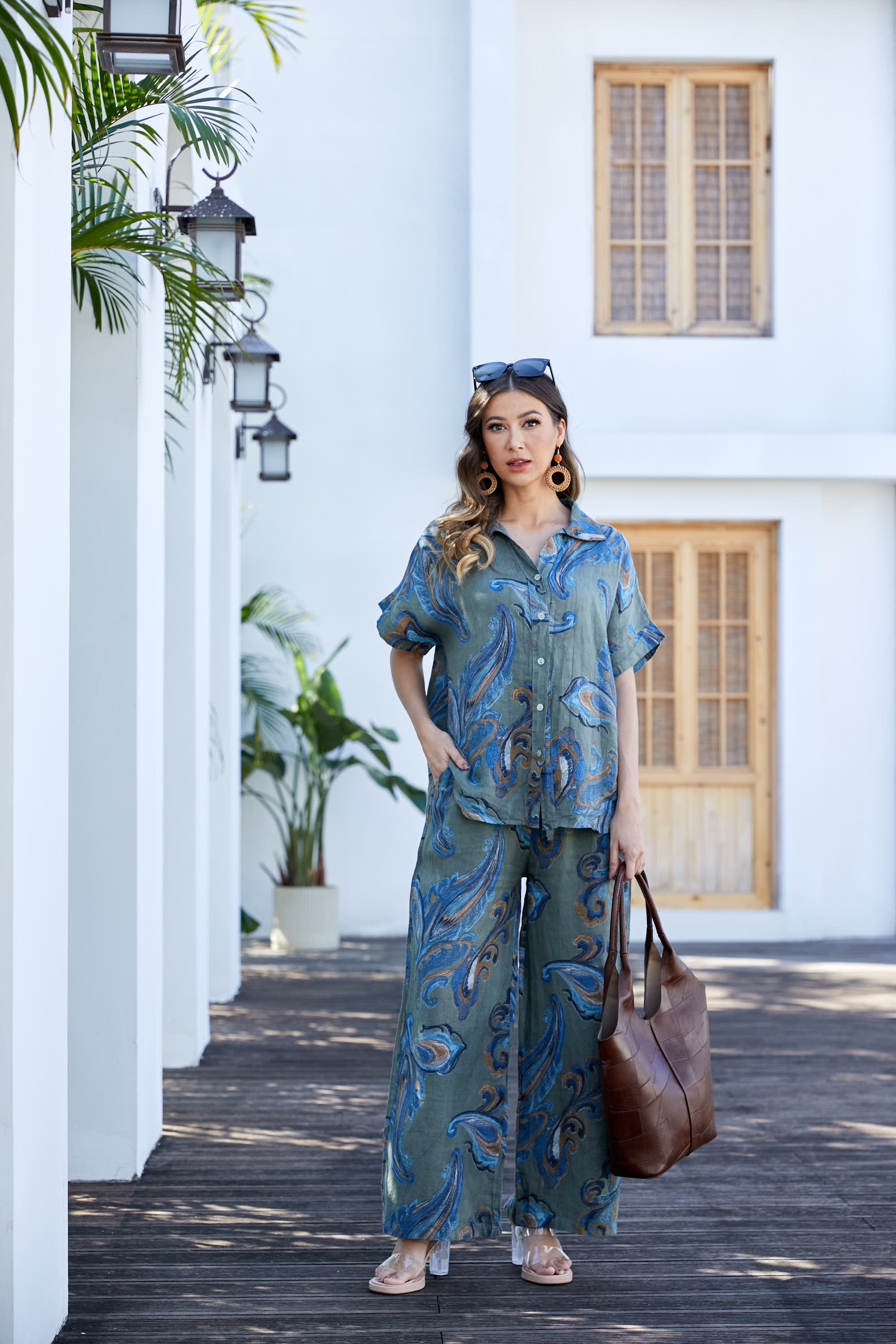 Lorenza's Paisley Print Linen Pants – Orange fashion village